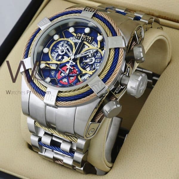 INVICTA CHRONOGRAPH WATCH MULTICOLORED WITH STAINLESS STEEL SILVER BELT ...