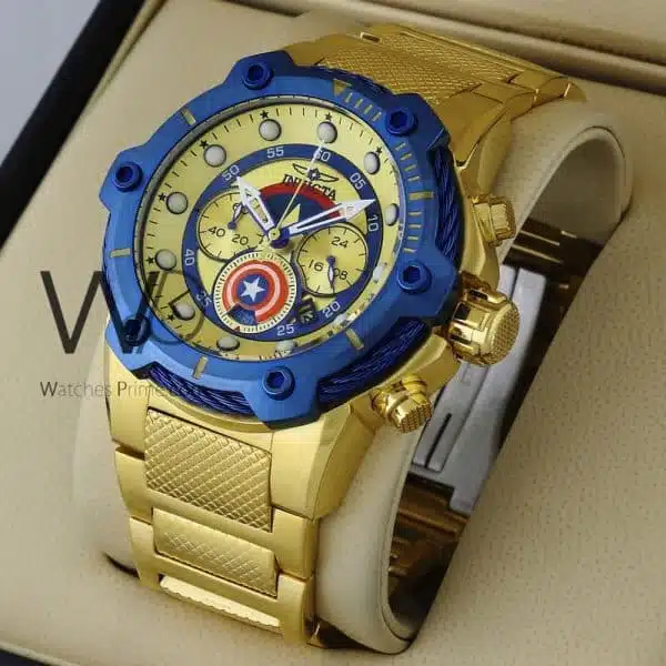 INVICTA MARVEL CAPTAIN AMERICA CHRONOGRAPH WATCH GOLD WITH STAINLESS ...