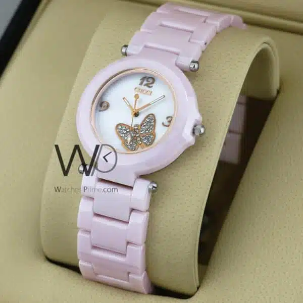 GUCCI WATCH WHITE WITH CERAMIC PINK BELT | Watches Prime