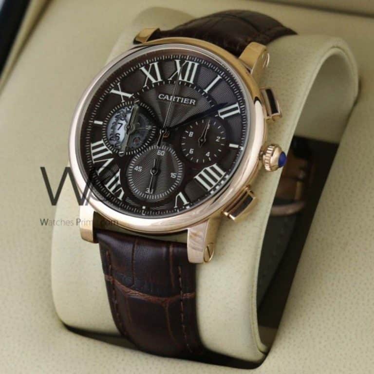 Cartier Chronograph Men's Watch Brown Dial | Watches Prime