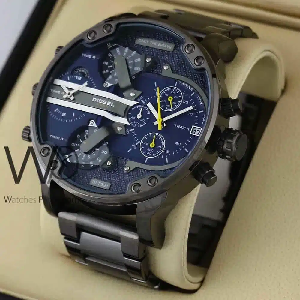 DIESEL MR DADDY WATCH BLUE WITH STAINLESS STEEL BLACK BELT | Watches Prime