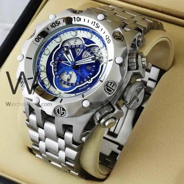 INVICTA CHRONOGRAPH WATCH BLUE WITH STAINLESS STEEL SILVER BELT ...