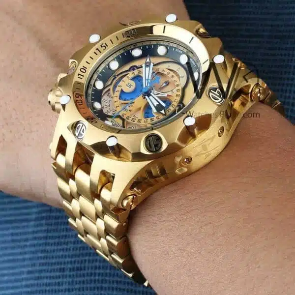 INVICTA CHRONOGRAPH WATCH GOLD WITH STAINLESS STEEL GOLDEN BELT ...