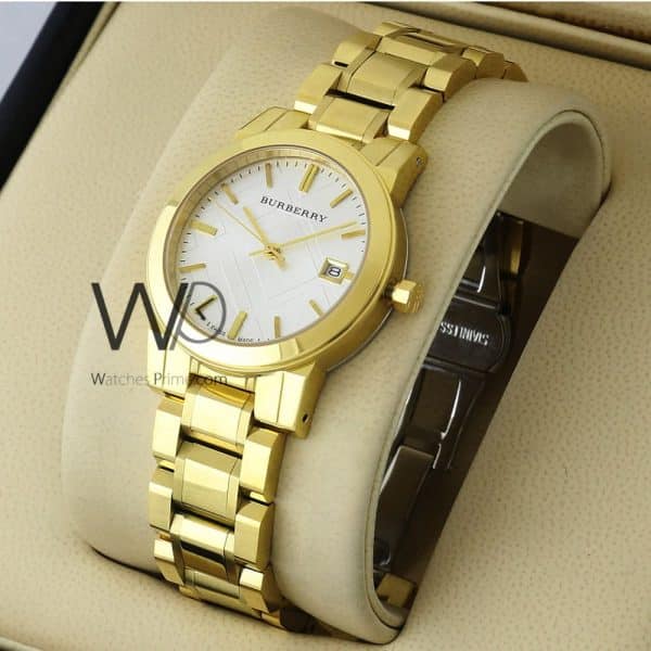 Burberry check Engraved Men's White Watch | Watches Prime
