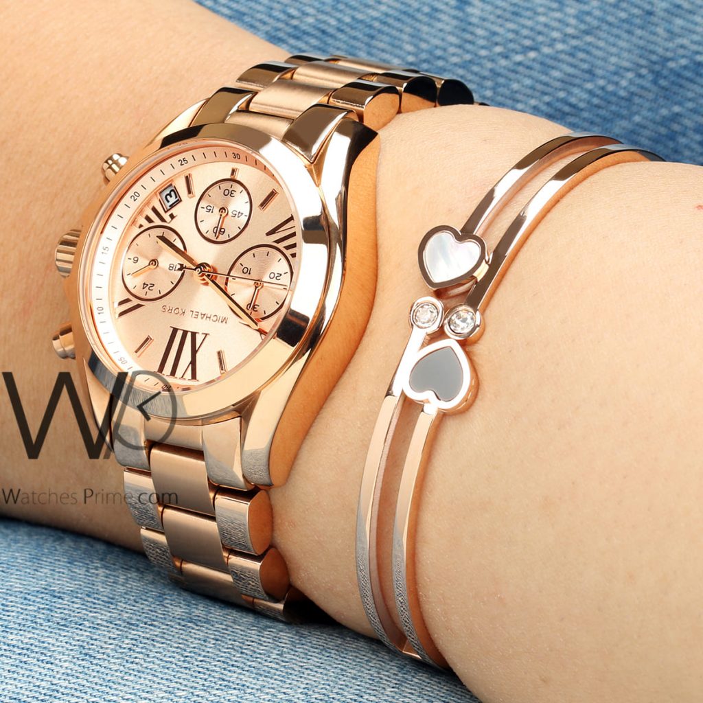 MICHAEL KORS CHRONOGRAPH WATCH ROSE GOLD WITH STAINLESS STEEL ROSE GOLD ...