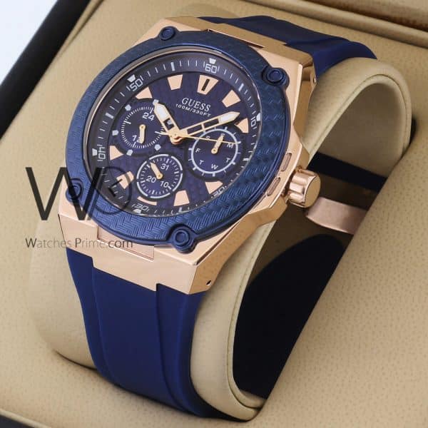 GUESS COLLECTION CHRONOGRAPH BLue WITH rubber blue BELT | Watches Prime