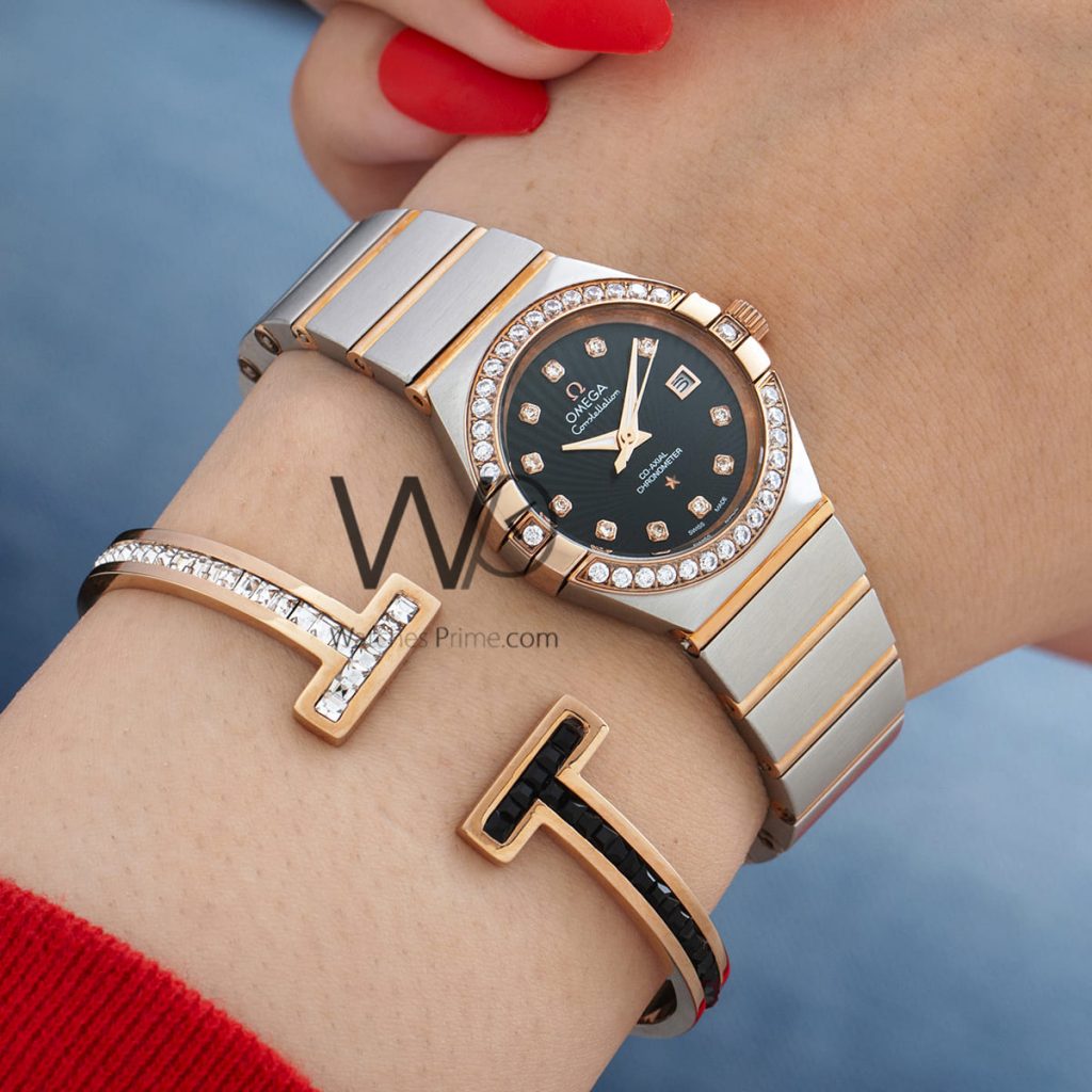 OMEGA STAINLESS STEEL SILVER& ROSE GOLD BELT | Watches Prime