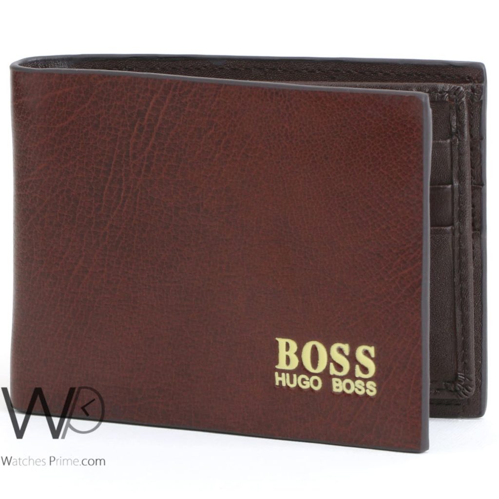 Hugo Boss leather wallet for men brown | Watches Prime
