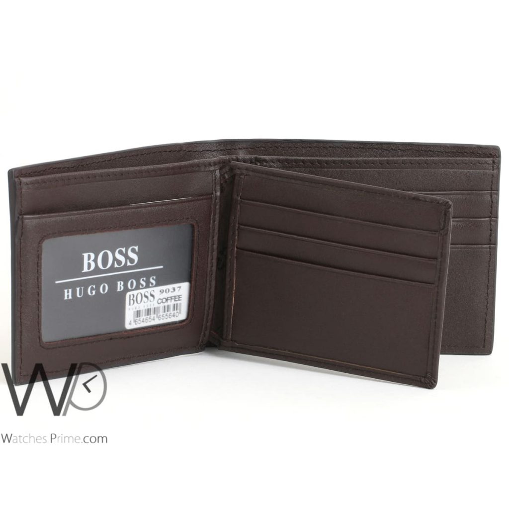 Hugo Boss leather wallet for men brown | Watches Prime