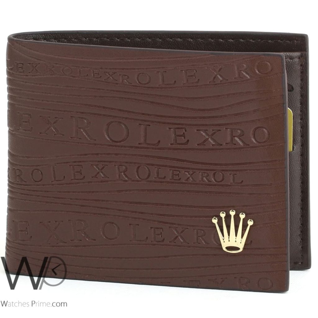 Rolex leather brown wallet for men | Watches Prime