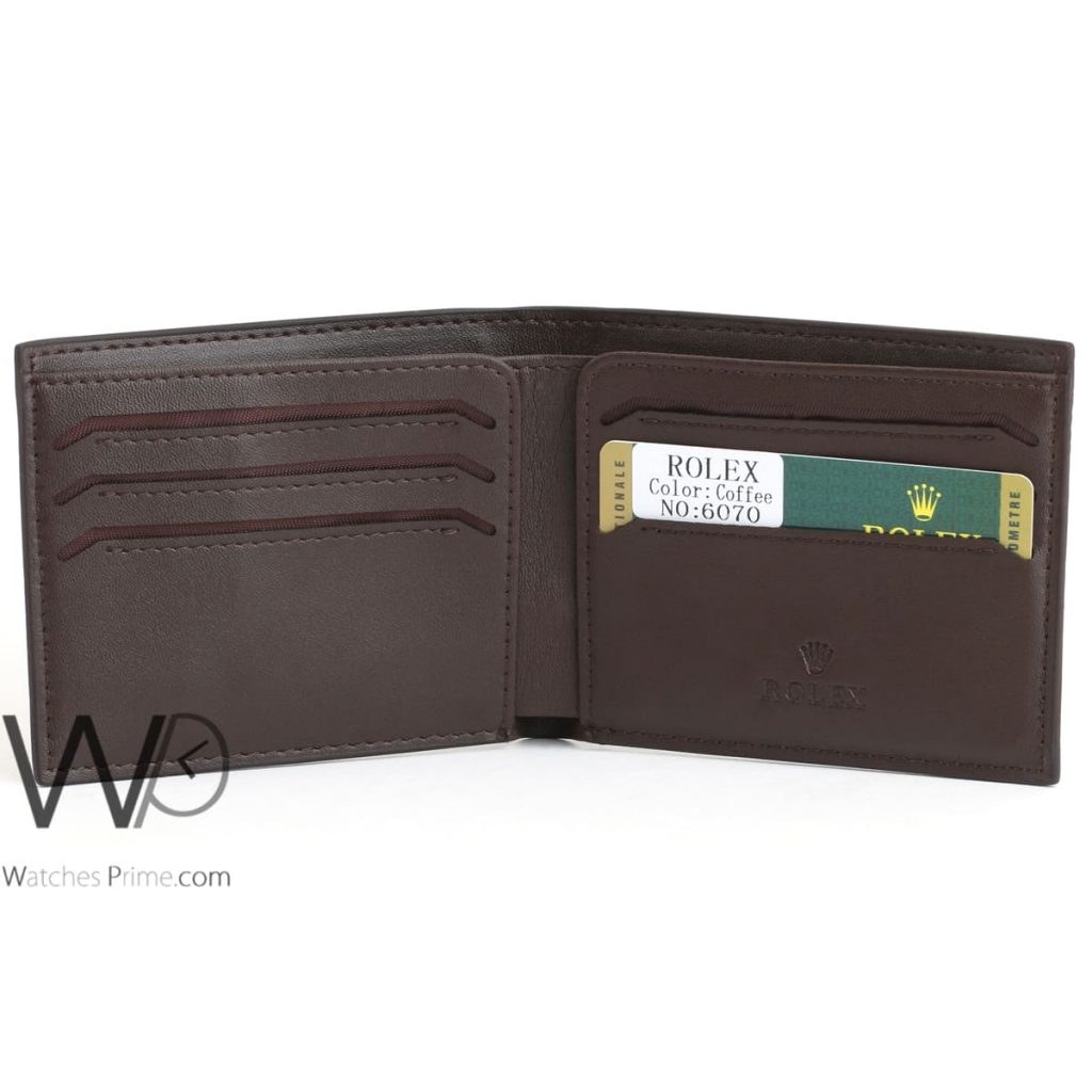 Rolex leather brown wallet for men | Watches Prime