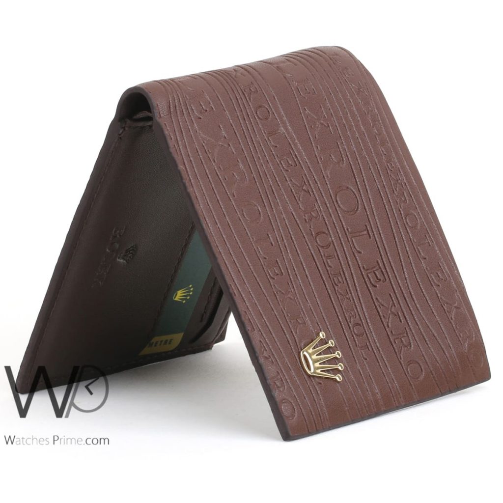 Rolex leather brown wallet for men | Watches Prime