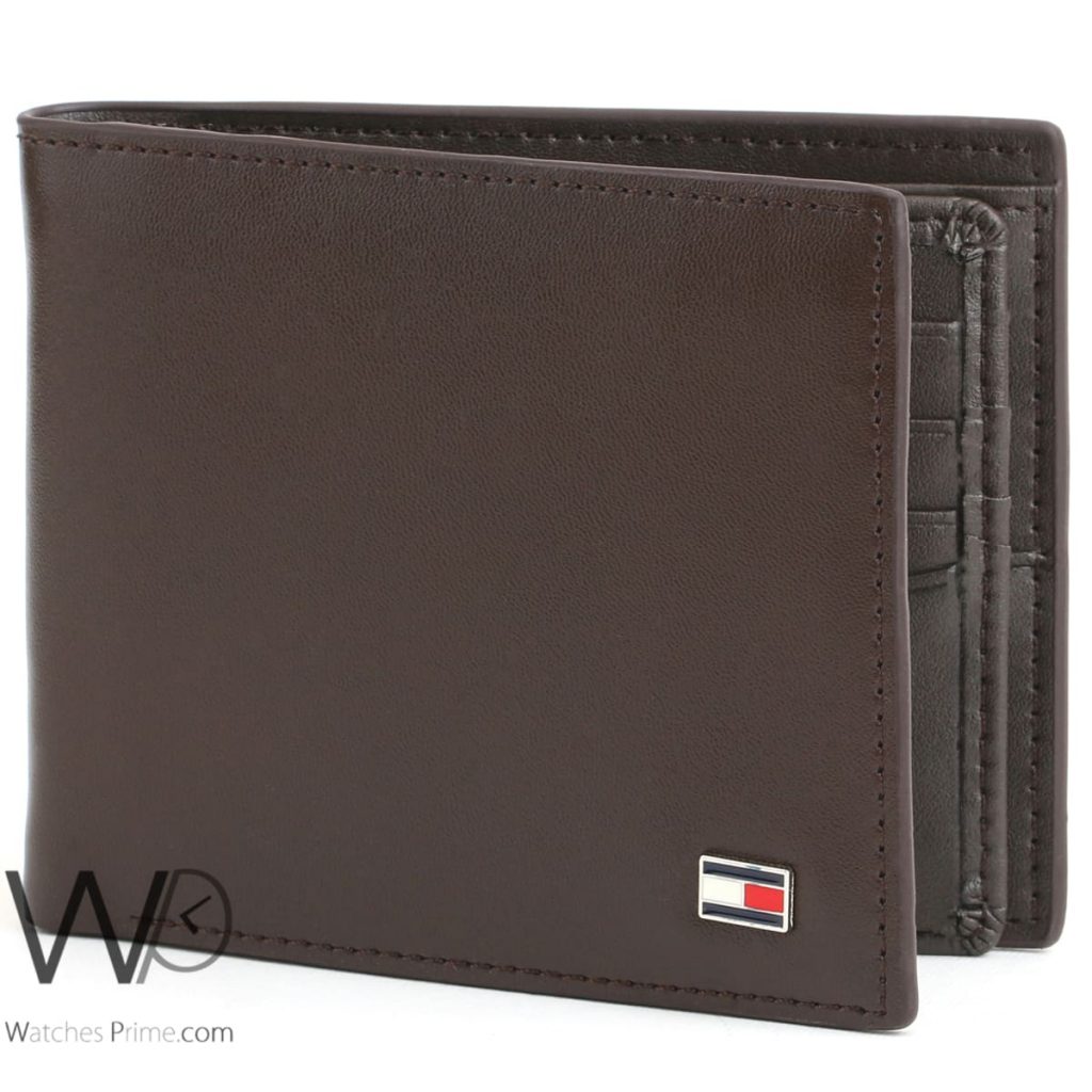 Tommy Hilfiger brown leather wallet for men | Watches Prime