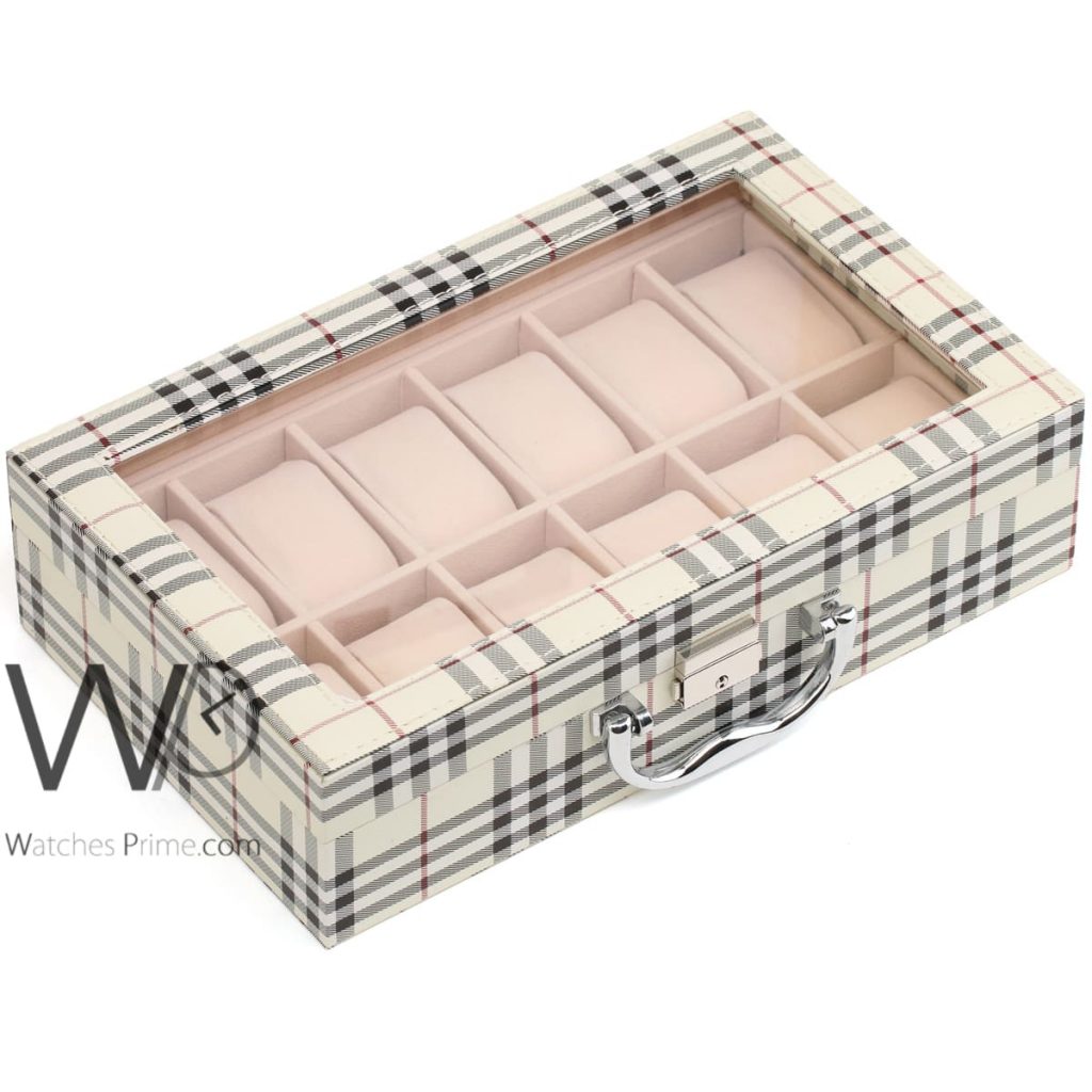12 Grids Watch Storage Box White Leather | Watches Prime