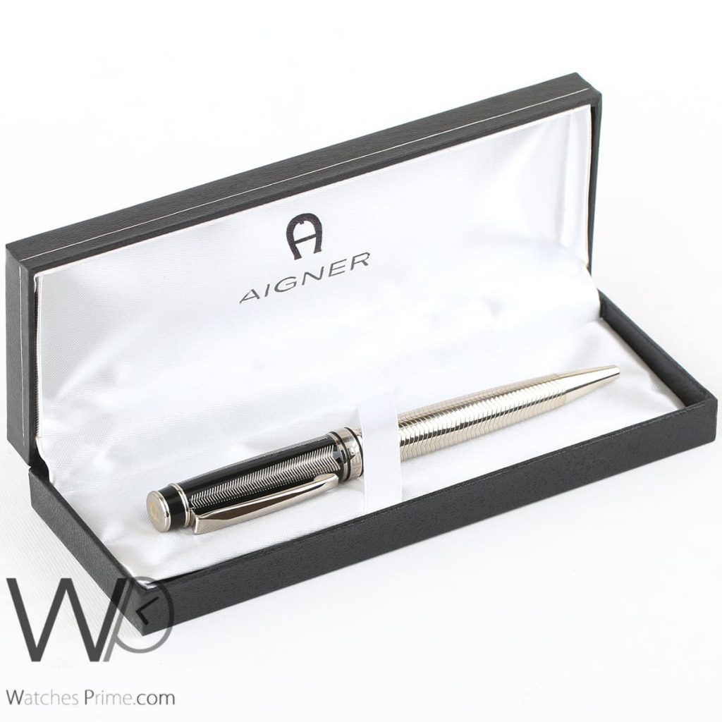 Aigner ball point ink pen black silver | Watches Prime