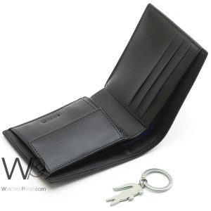 Lacoste wallet and keychain for men black | Watches Prime