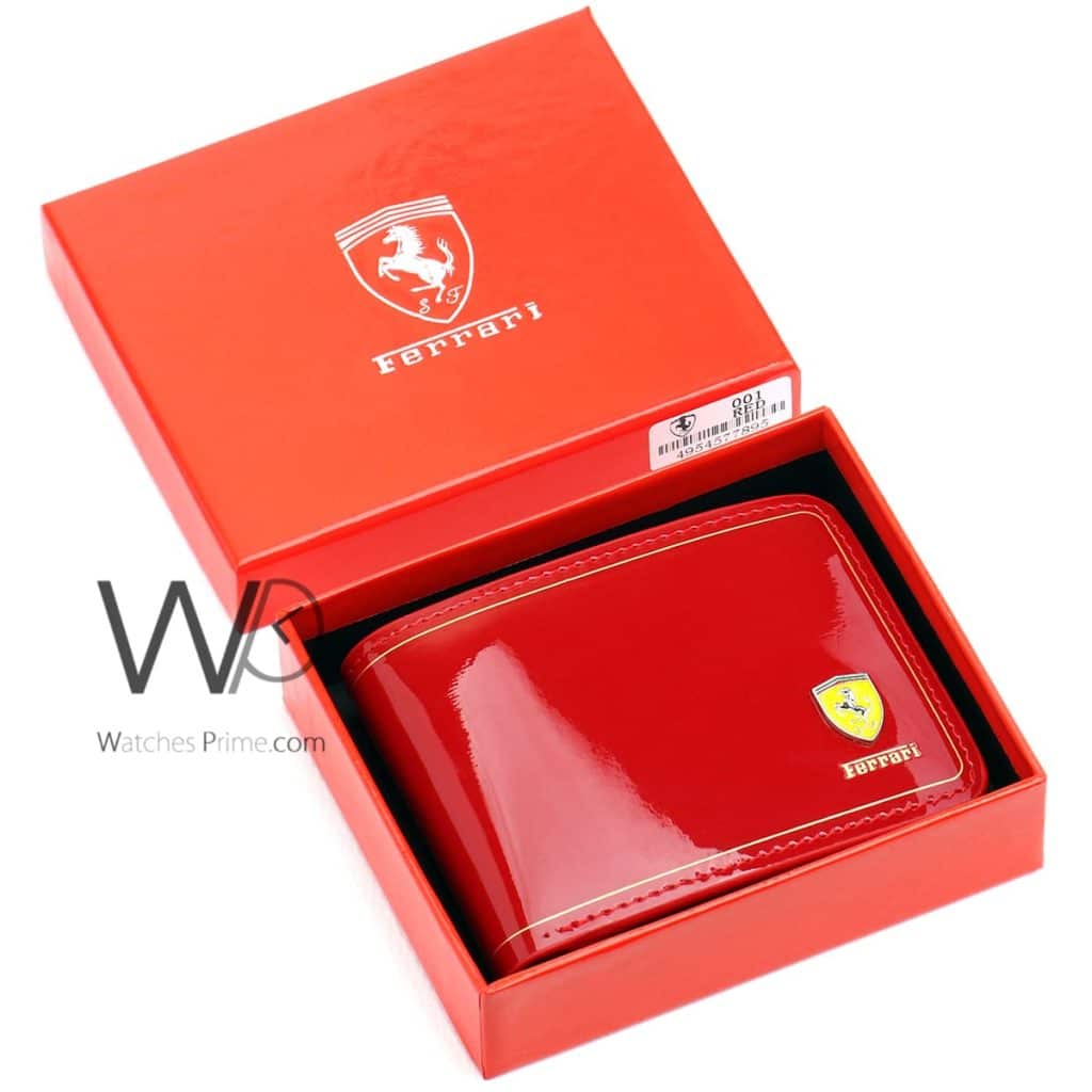 Ferrari Men's Red Leather Wallet | Watches Prime