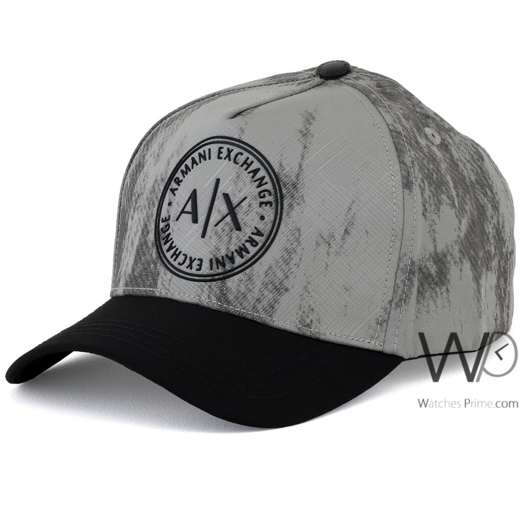 Armani Exchange AX Black Gray Cotton Men's Cap | Watches Prime