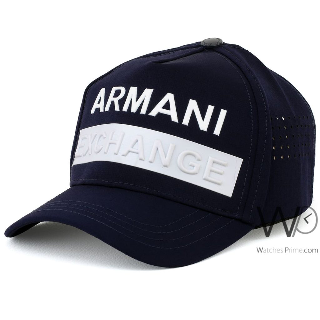 Armani Exchange AX Navy Blue Cotton Men's Cap | Watches Prime