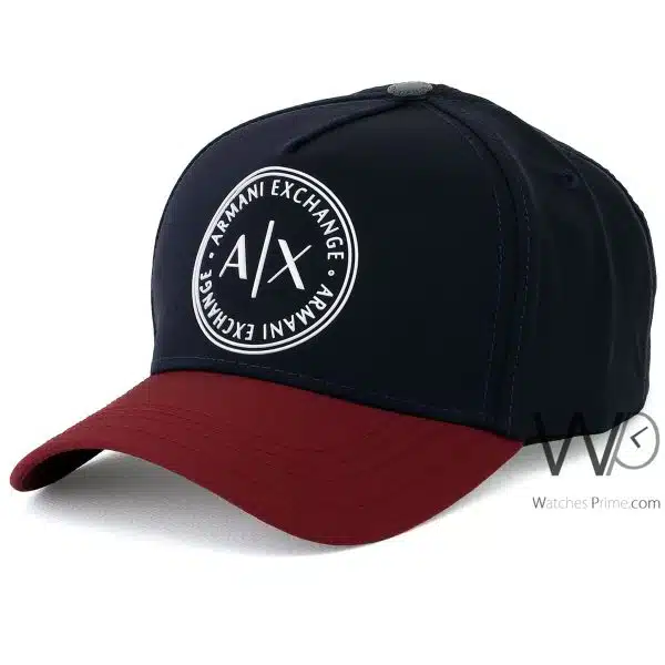 Armani Exchange AX Navy Blue Red Cotton Men's Cap | Watches Prime