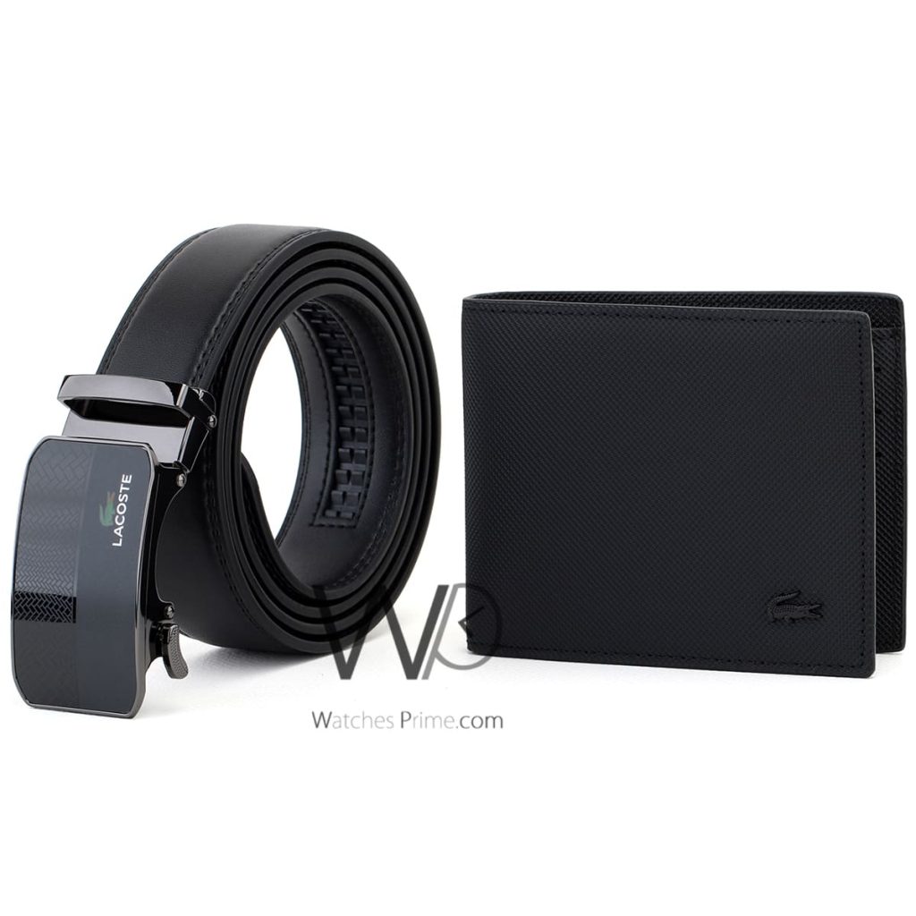 Lacoste Men's Black Wallet and Belt Gift Set | Watches Prime