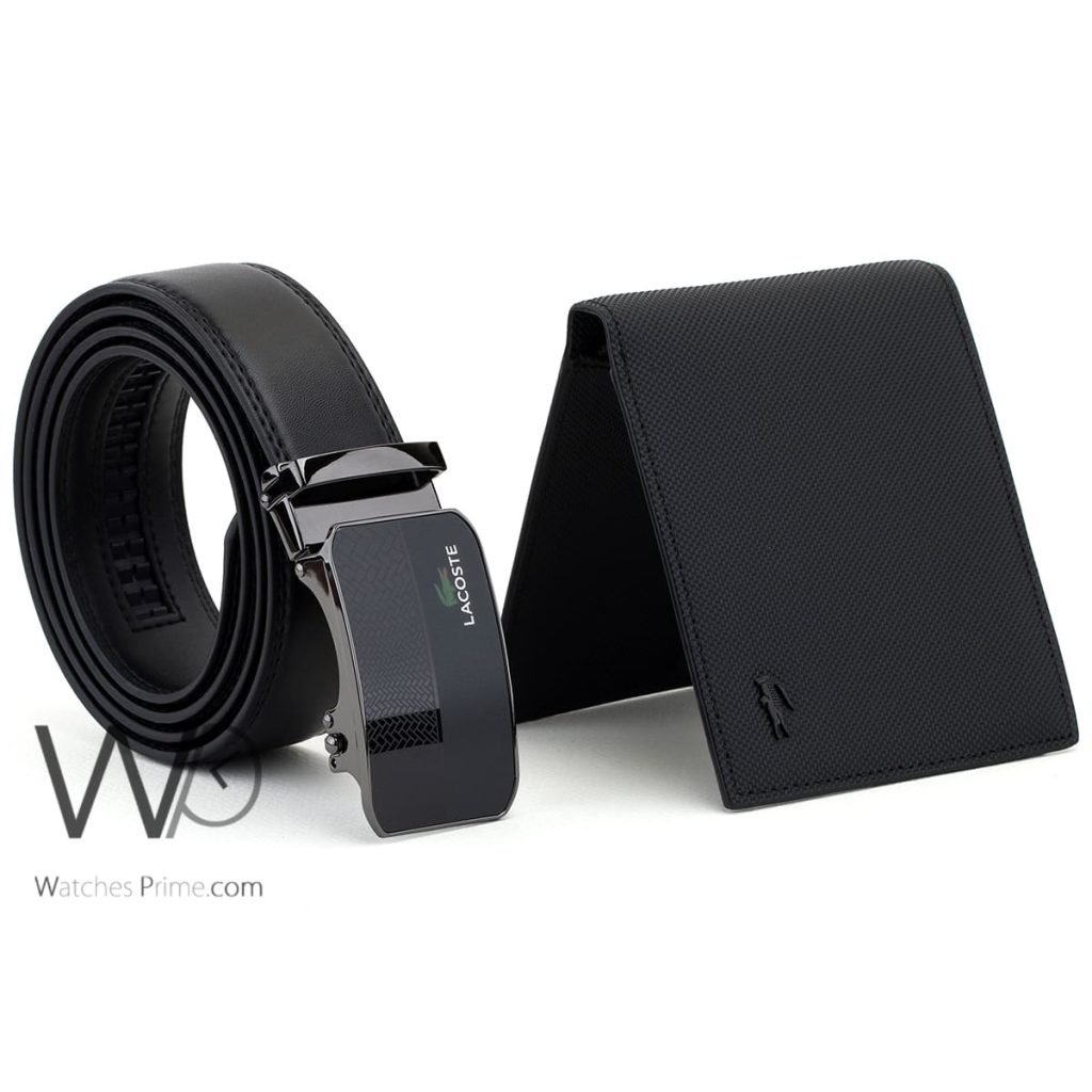 Lacoste Men's Black Wallet and Belt Gift Set | Watches Prime