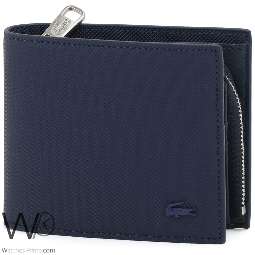 Lacoste Wallet Blue Leather for Men | Watches Prime