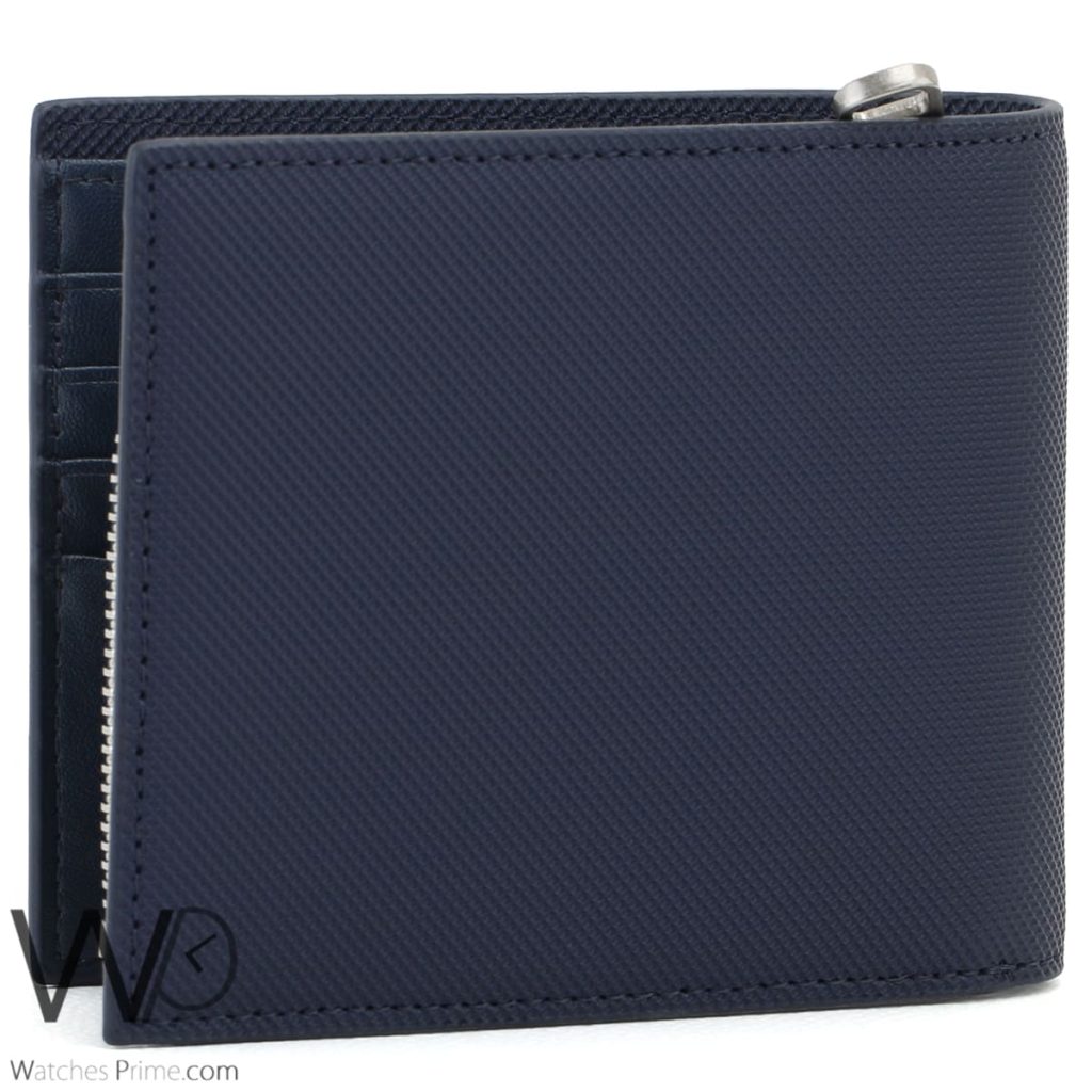 Lacoste Wallet Blue Leather for Men | Watches Prime