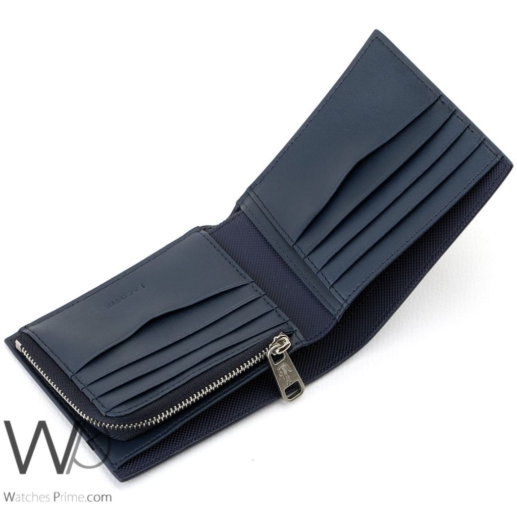 Lacoste Wallet Blue Leather for Men | Watches Prime