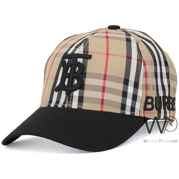 Burberry BT Motif Icon Stripe Beige Baseball Cap | Watches Prime