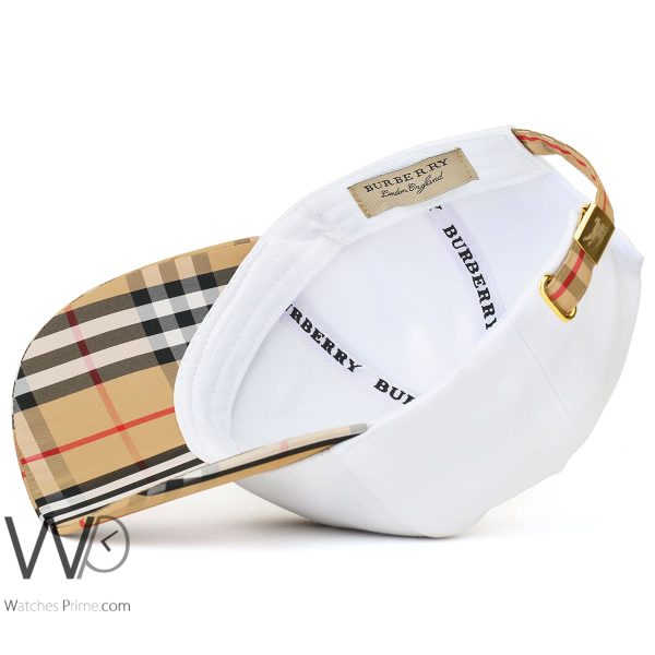 Burberry B Baseball Cap White Beige Cotton | Watches Prime