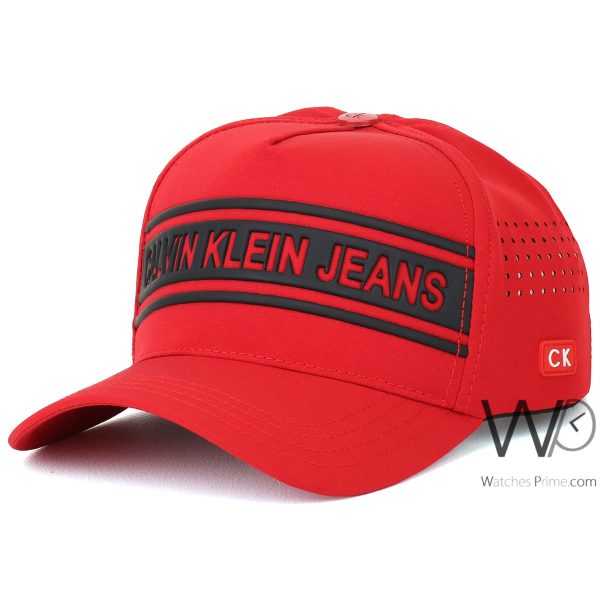 Calvin Klein Jeans CK Red Baseball Cotton Hat | Watches Prime