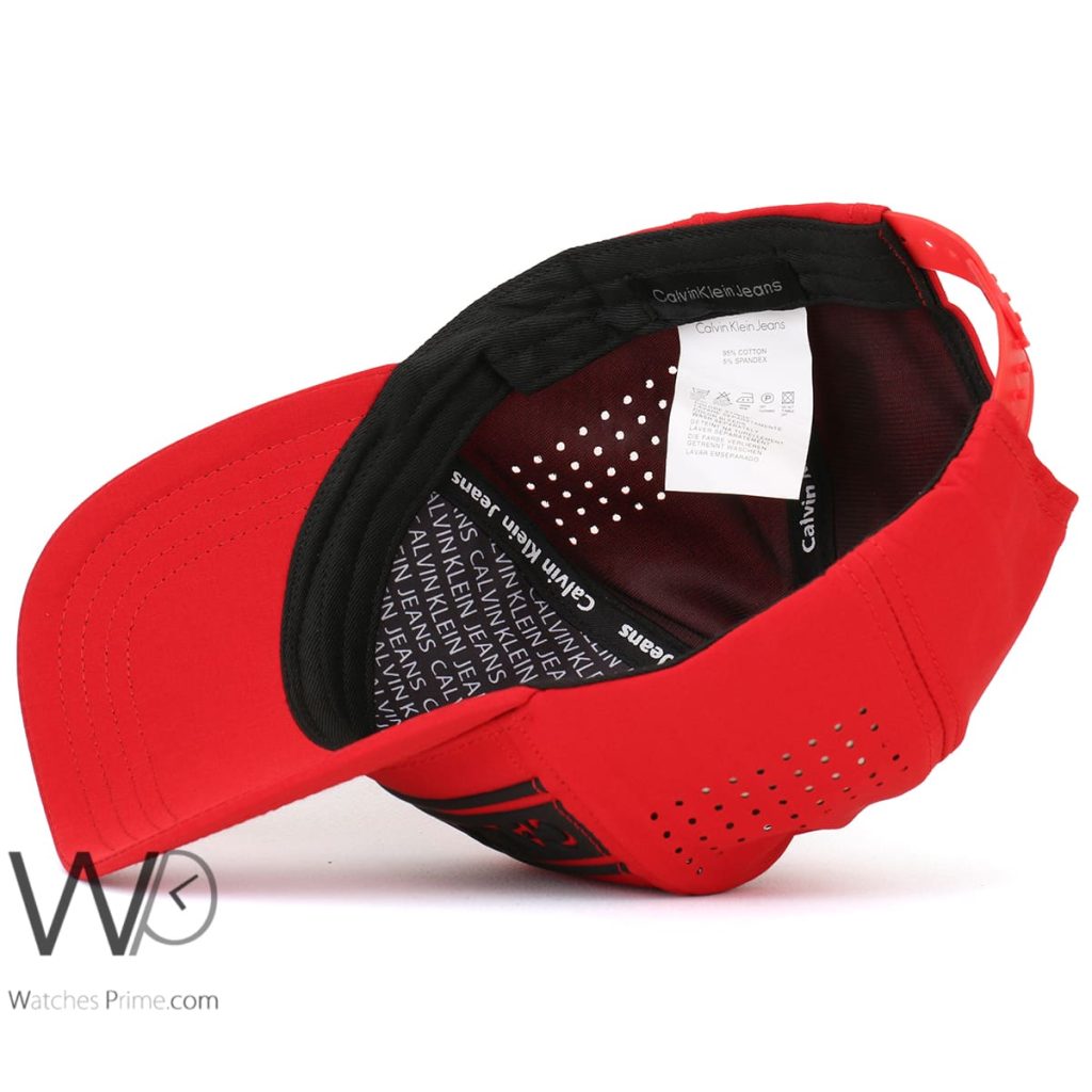 Calvin Klein Jeans CK Red Baseball Cotton Hat | Watches Prime