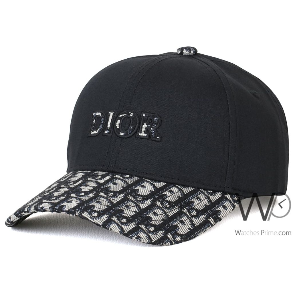Christian Dior Black Baseball Cotton Patterned Cap | Watches Prime