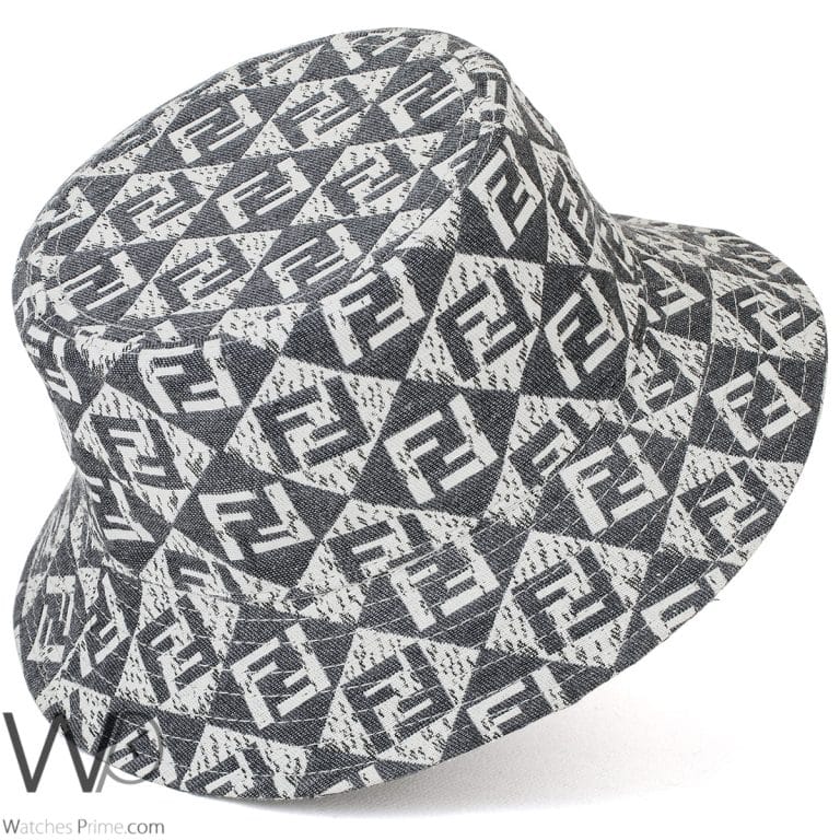 Fendi Bucket Summer Sun Hat Grey Cotton FF | Watches Prime