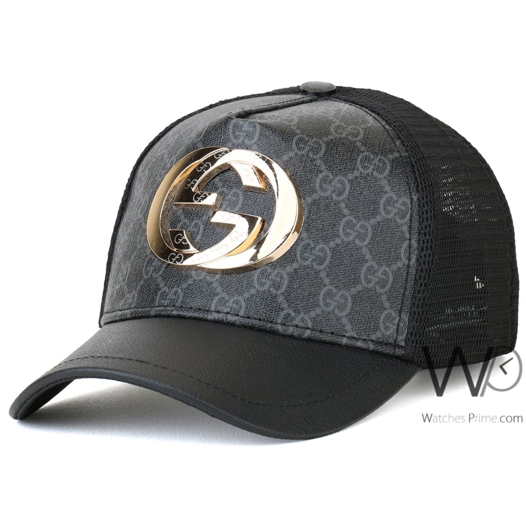 Gucci GG Black Trucker Leather Cap | Watches Prime