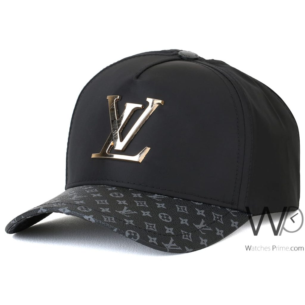 Black Louis Vuitton LV Patterned Baseball Leather Cap | Watches Prime