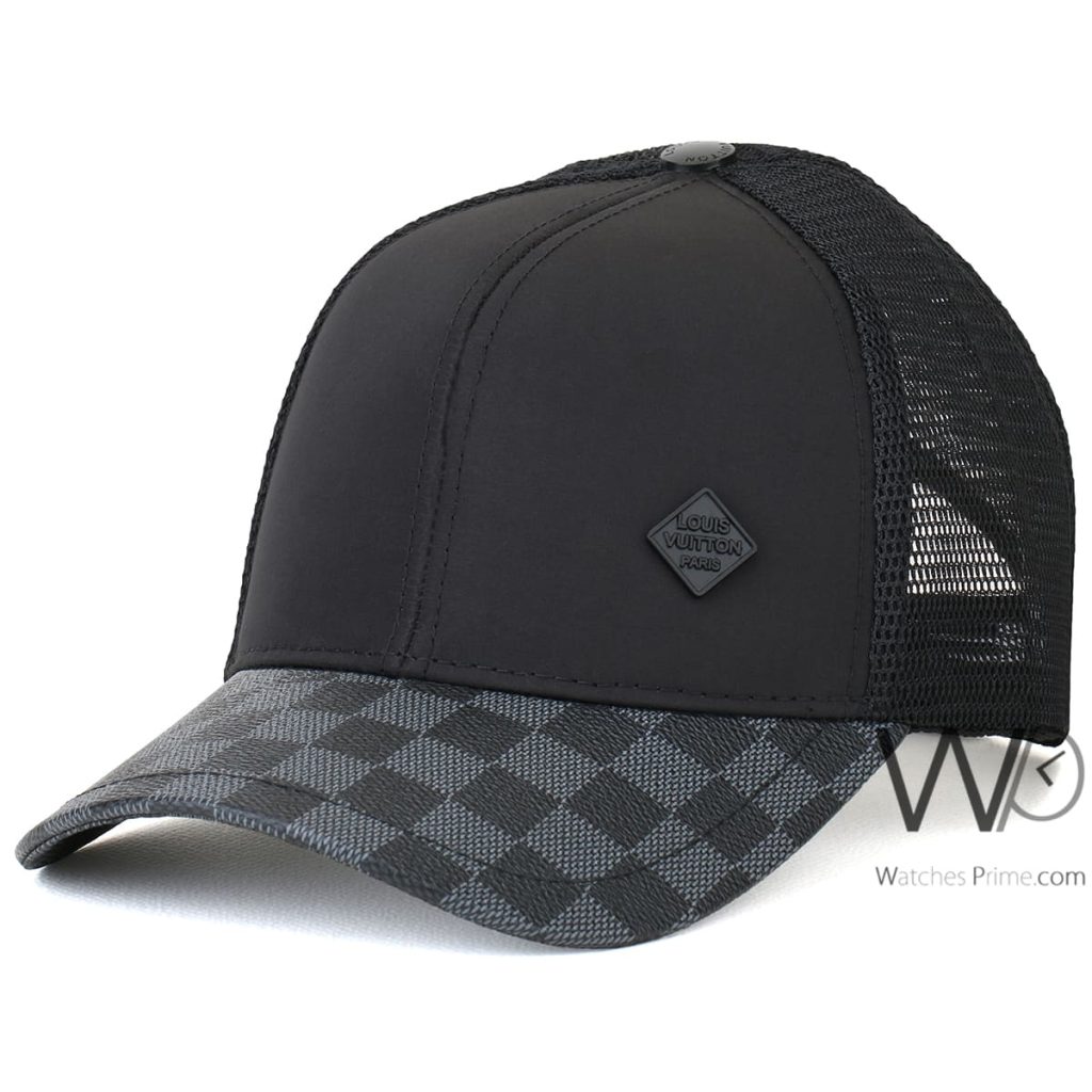 Black Louis Vuitton LV Trucker Leather Polyester Cap | Watches Prime
