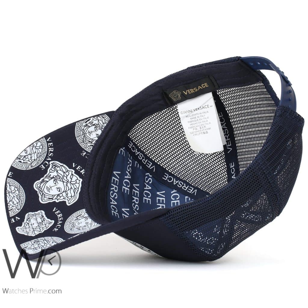 Navy Blue Trucker Versace Cap Mesh Hat Men | Watches Prime