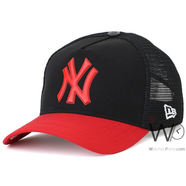 New York New Era NY Trucker Cap Black Red | Watches Prime