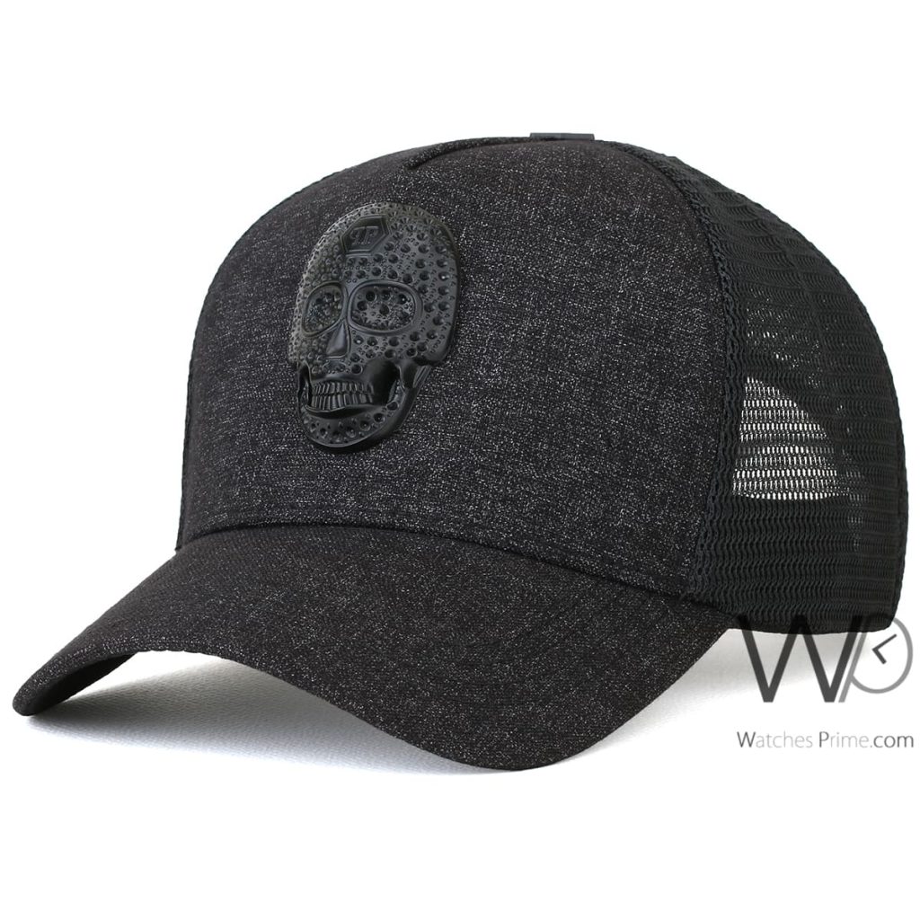Philipp Plein PP Skull Trucker Black Cap | Watches Prime