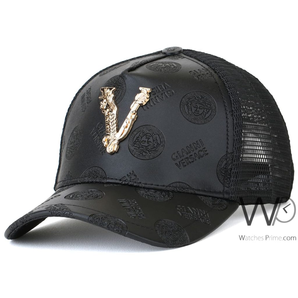 Versace Black Cotton Trucker Cap | Watches Prime