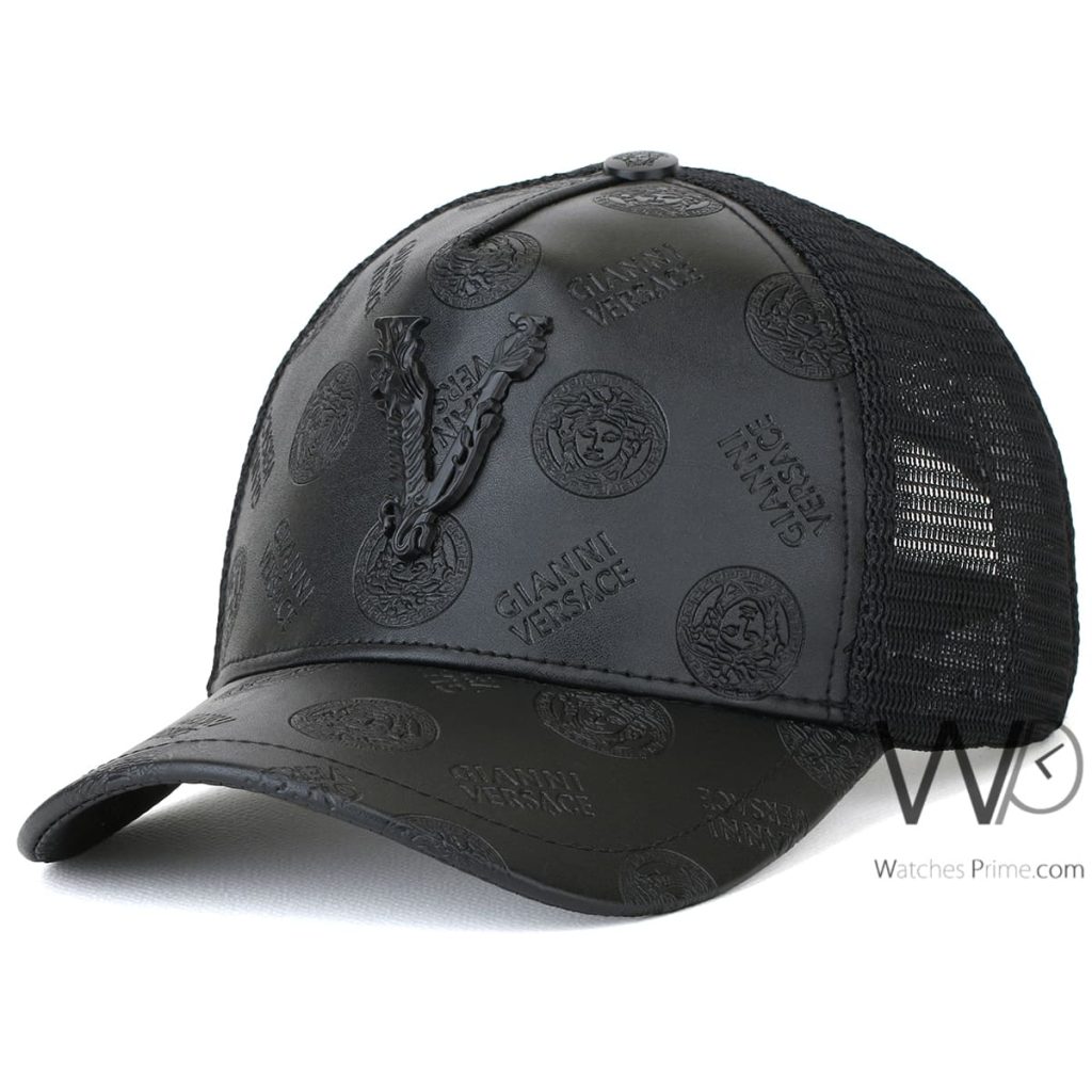 Versace Black Cotton Trucker Cap | Watches Prime