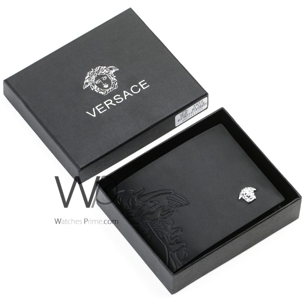 Versace Wallet For Men Leather Black | Watches Prime
