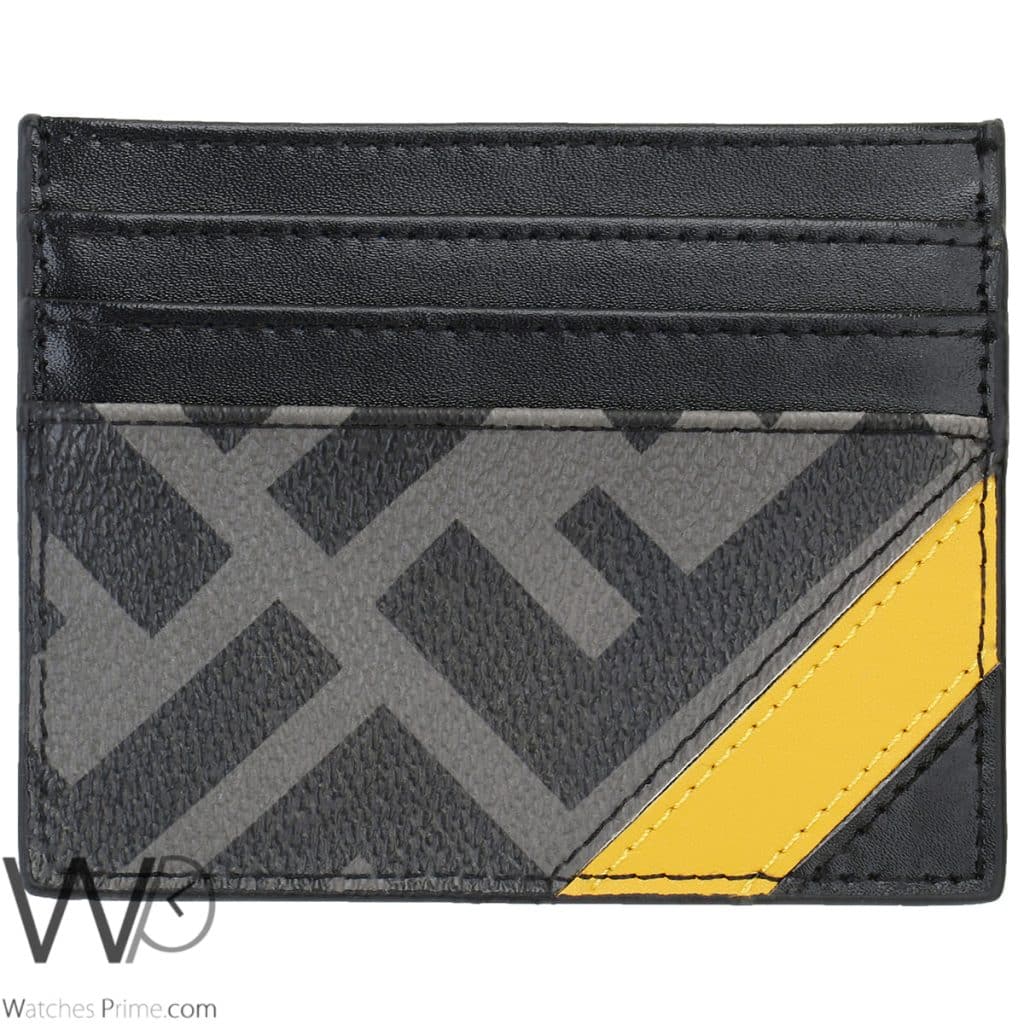 Fendi FF Patterned Card Holder Wallet Black | Watches Prime