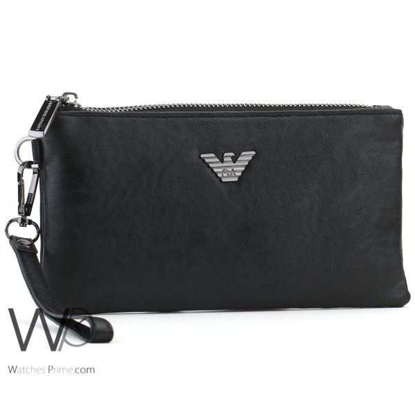 Giorgio Armani Handheld Wallet Black For Men | Watches Prime