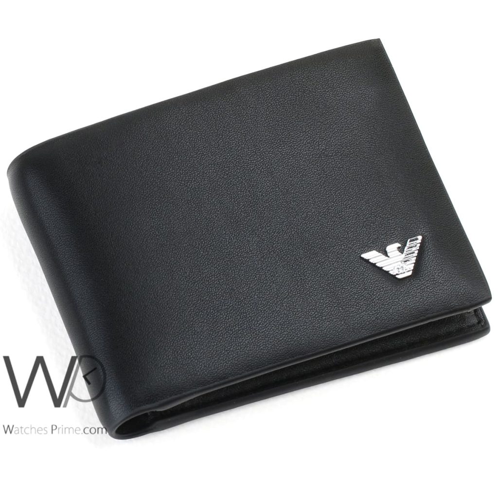 Giorgio Armani Wallet Leather Black For Men | Watches Prime