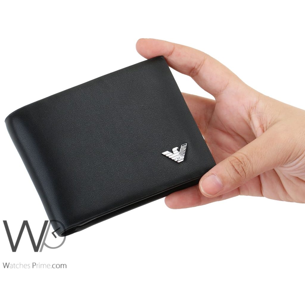 Giorgio Armani Wallet Leather Black For Men | Watches Prime