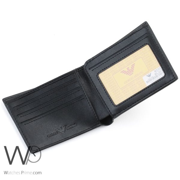 Giorgio Armani Wallet Leather Black For Men | Watches Prime