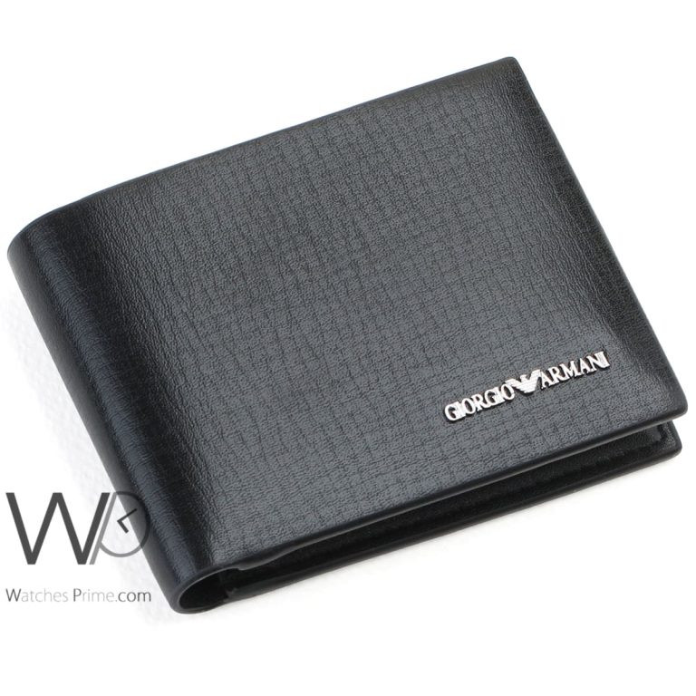 Giorgio Armani Wallet Leather For Men Black | Watches Prime